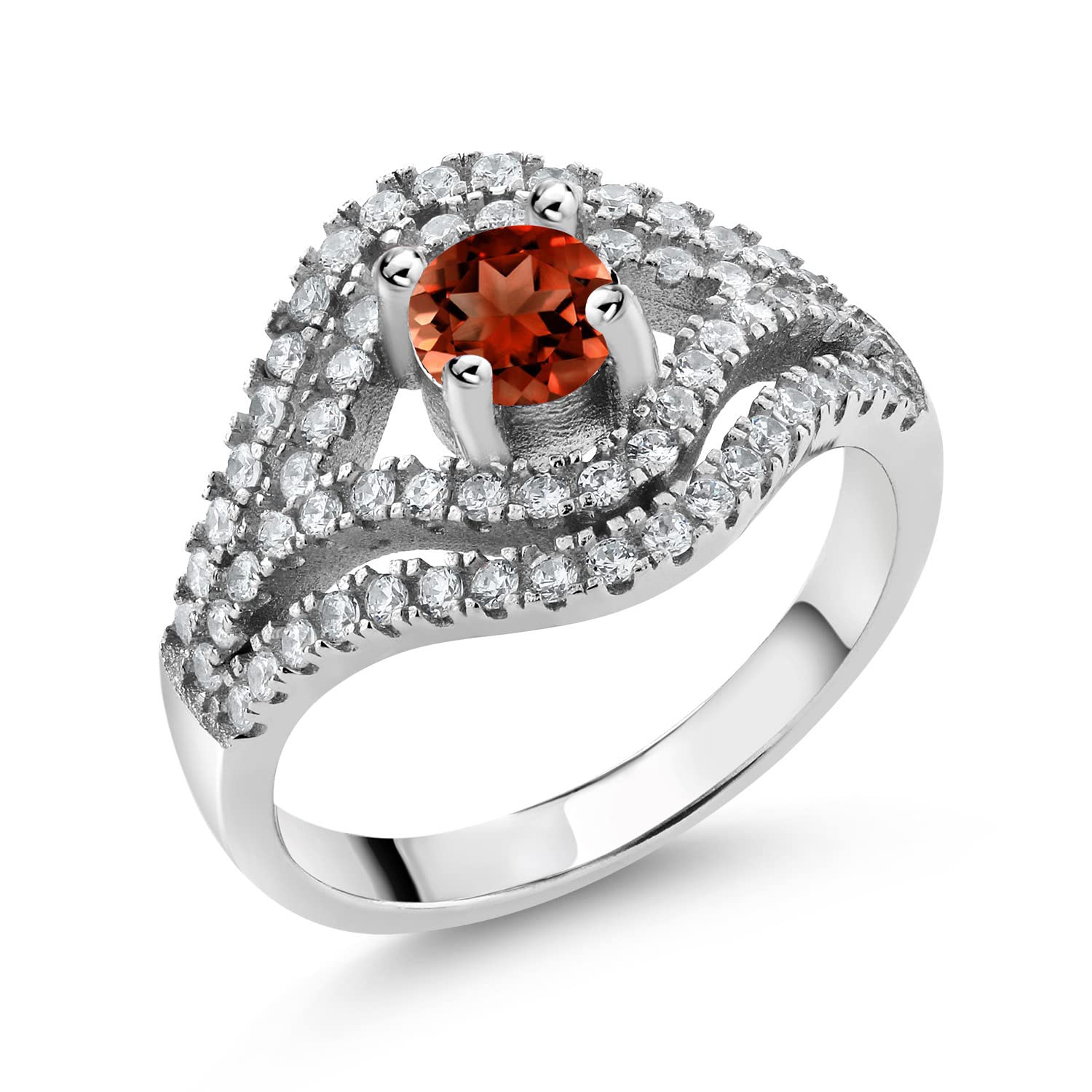 Gem Stone King 925 Sterling Silver Round 4.5MM Gemstone Birthstone Ring | Wedding Engagement Anniversary Promise Ring For Women | Available in size 5, 6, 7, 8, 9