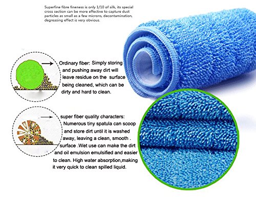 Guard 5 Pack Microfiber Mop pads, Mop Cleaning Pads Replacement Head for 15" Reveal Spay Mop,Great for Wet&Dry,Hardwood,Laminate and Tile Floor, Washable and Reusable,Fits Home and Commercial Use,Blue