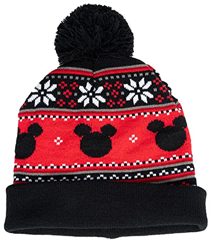Disney Mickey Mouse Adult Knit Beanie Hat and Texting Glove Set (Black)