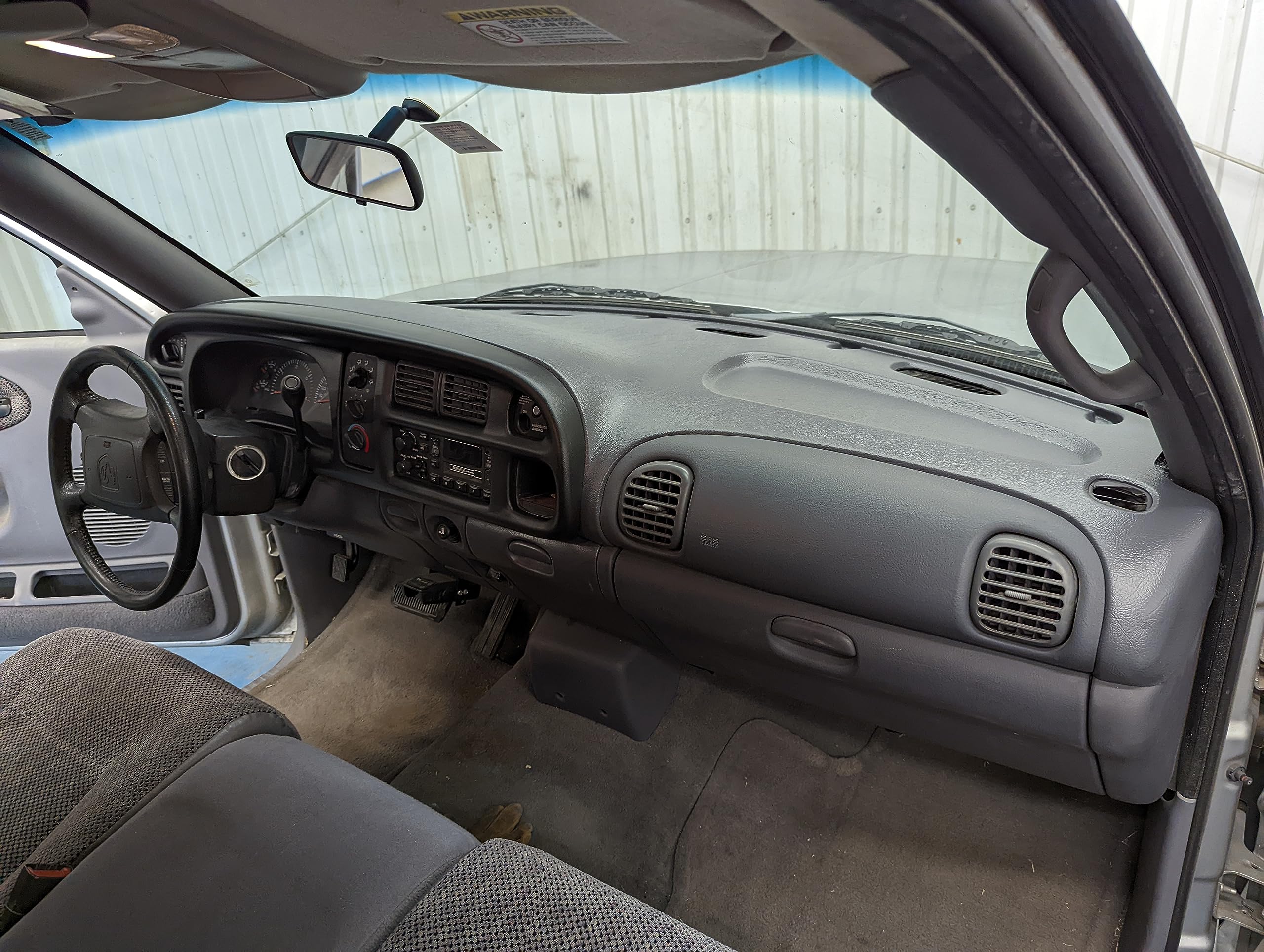DashSkin American Made (NOT Made in China!) Molded Dash Cover Cap Compatible with 1998 1999 2000 2001 Dodge Ram 1500 (98-02 Ram 2500/3500) in Mist Grey