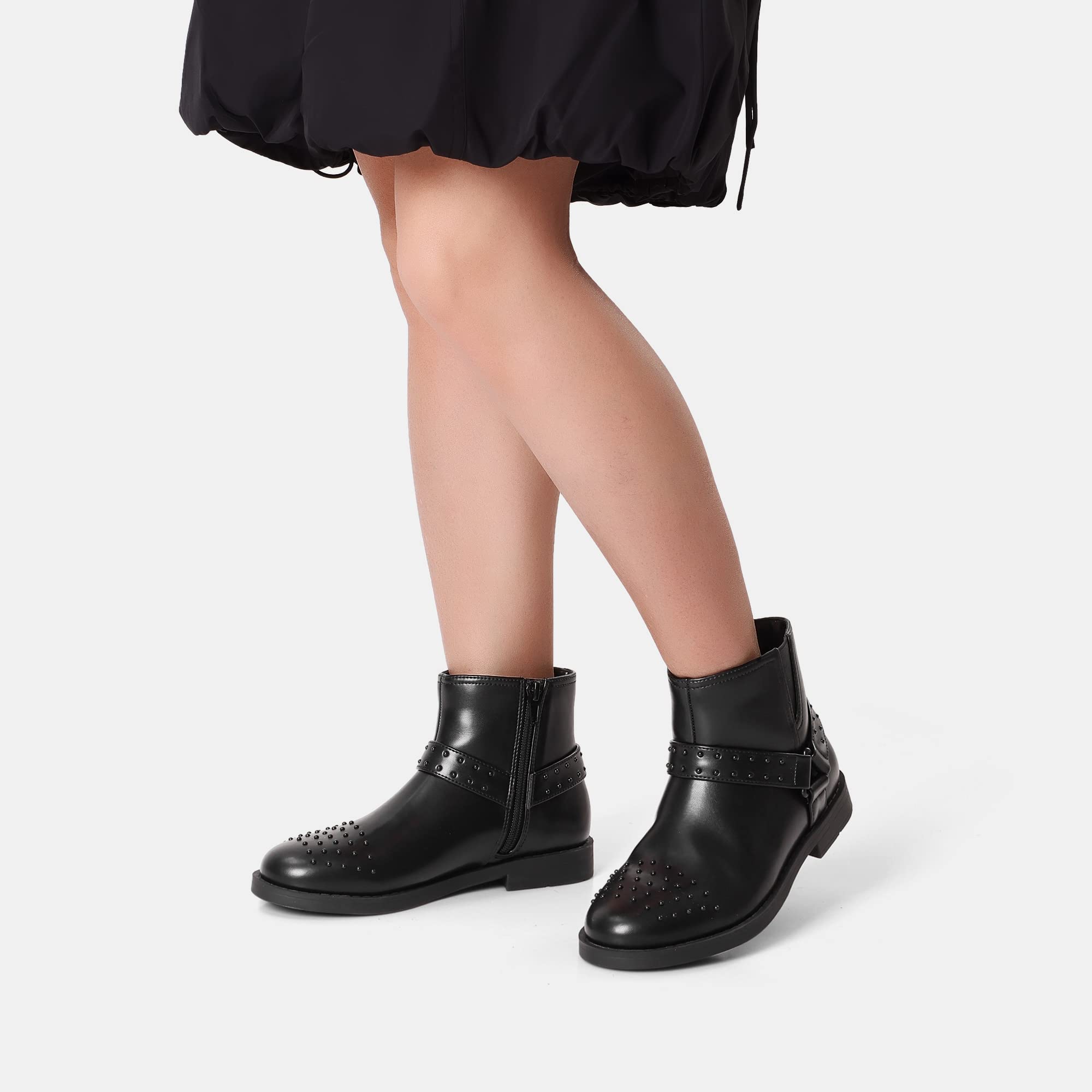 DREAM PAIRS Girls SDBO223K Boots Ankle Fashion Boots Little Kid/Big Kid Size 2 BLACK