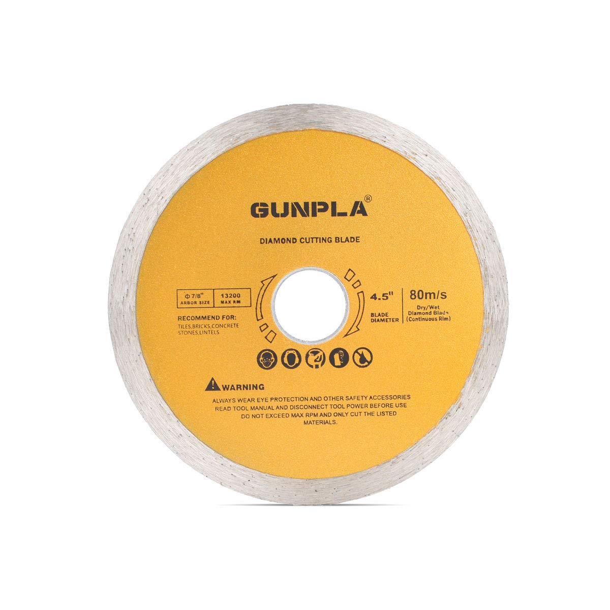 Gunpla 3 Pieces 4-1/2 inch Diamond Cutting Blade Continuous Segmented Turbo Rim Dry Wet Circular Saw Cutter Angle Grinder Disc 7/8 inch Arbor with Reducing Ring 5/8 inch for Tile Masonry