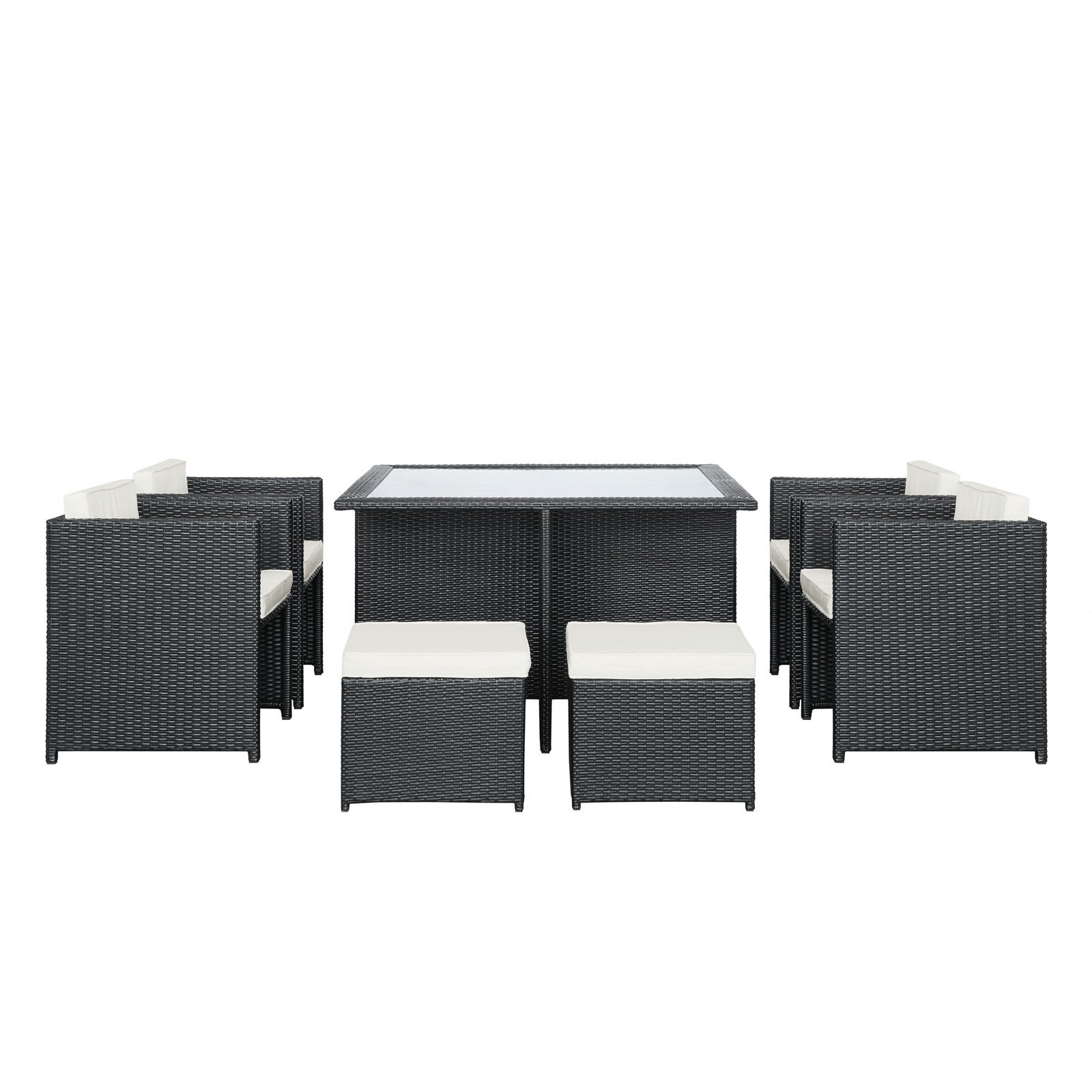 Modway Inverse Wicker Rattan 9-Piece Outdoor Patio Dining Furniture Set in Espresso White