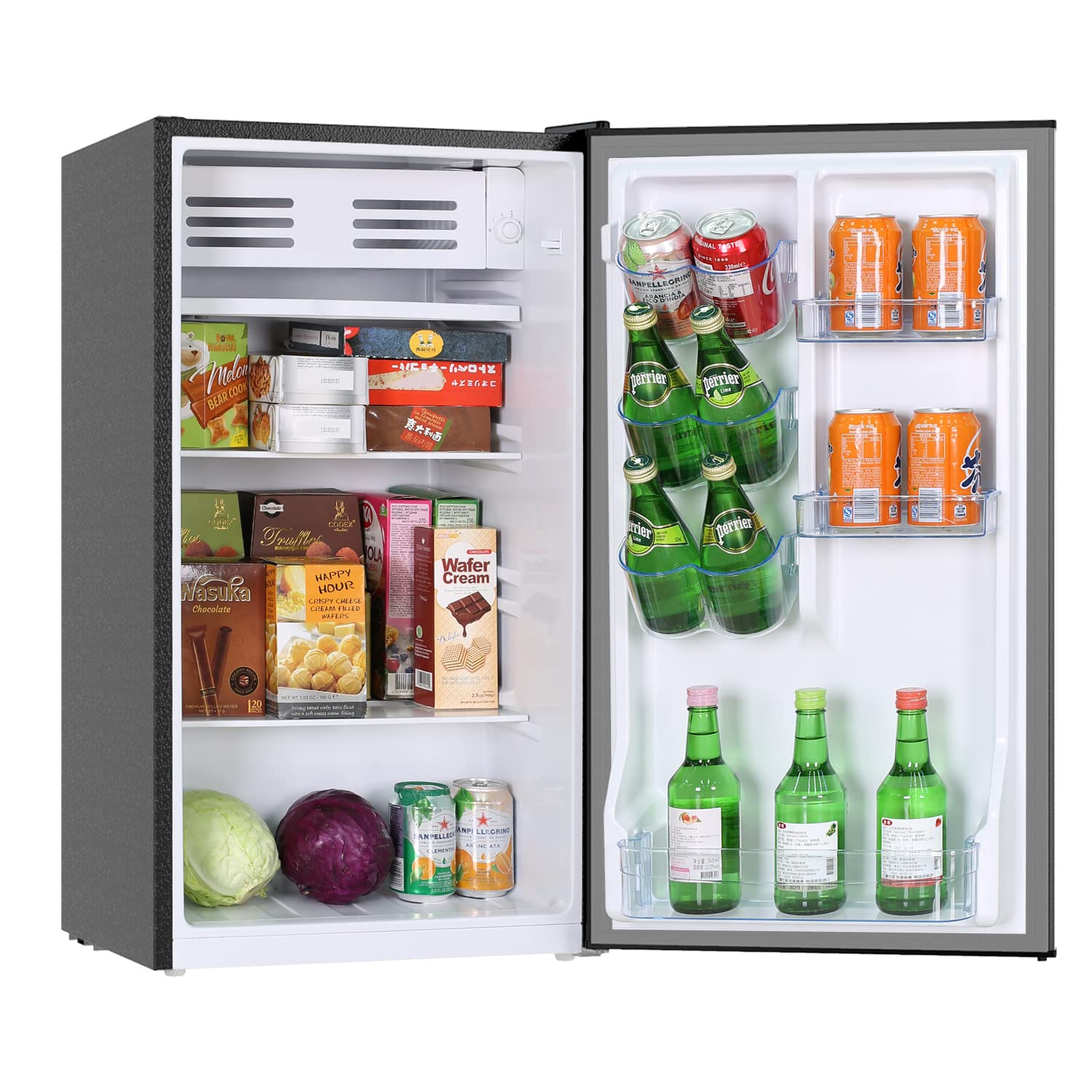 Frestec 3.2 Cu.Ft. Small Refrigerator with Freezer, Mini Fridge for Bedroom, Mini Dorm Refrigerator, One-Touch Defrosting System, Energy Saving, for Office, Home, Apartment (Black)