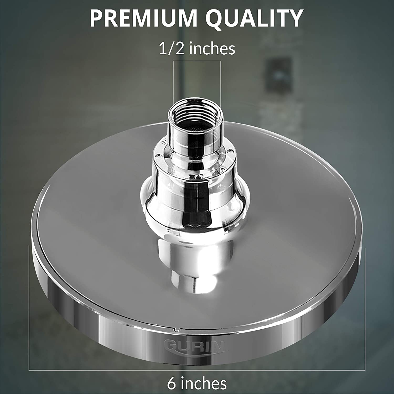 GURIN Shower Head High Pressure Rain, Luxury Bathroom Showerhead with Chrome Plated Finish, Adjustable Angles, Anti-Clogging Silicone Nozzles (California 1.8 GPM)