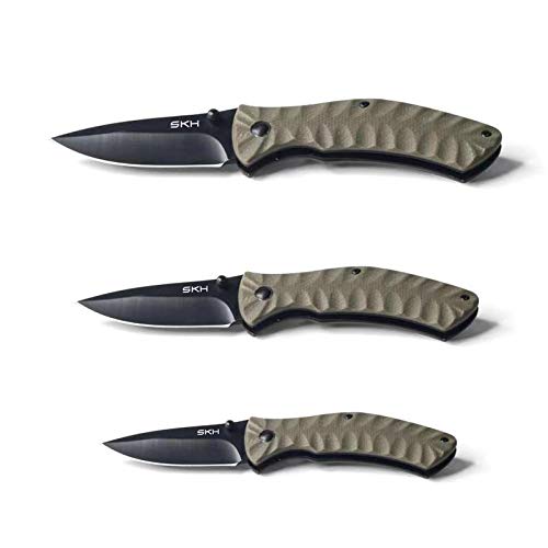 EDC Folding G10 Handle Hunting Knife, Everyday Carry, Tactial Pocket Knife for Hunting, Survival and Camping, Outdoor Tool with Pocket Clip