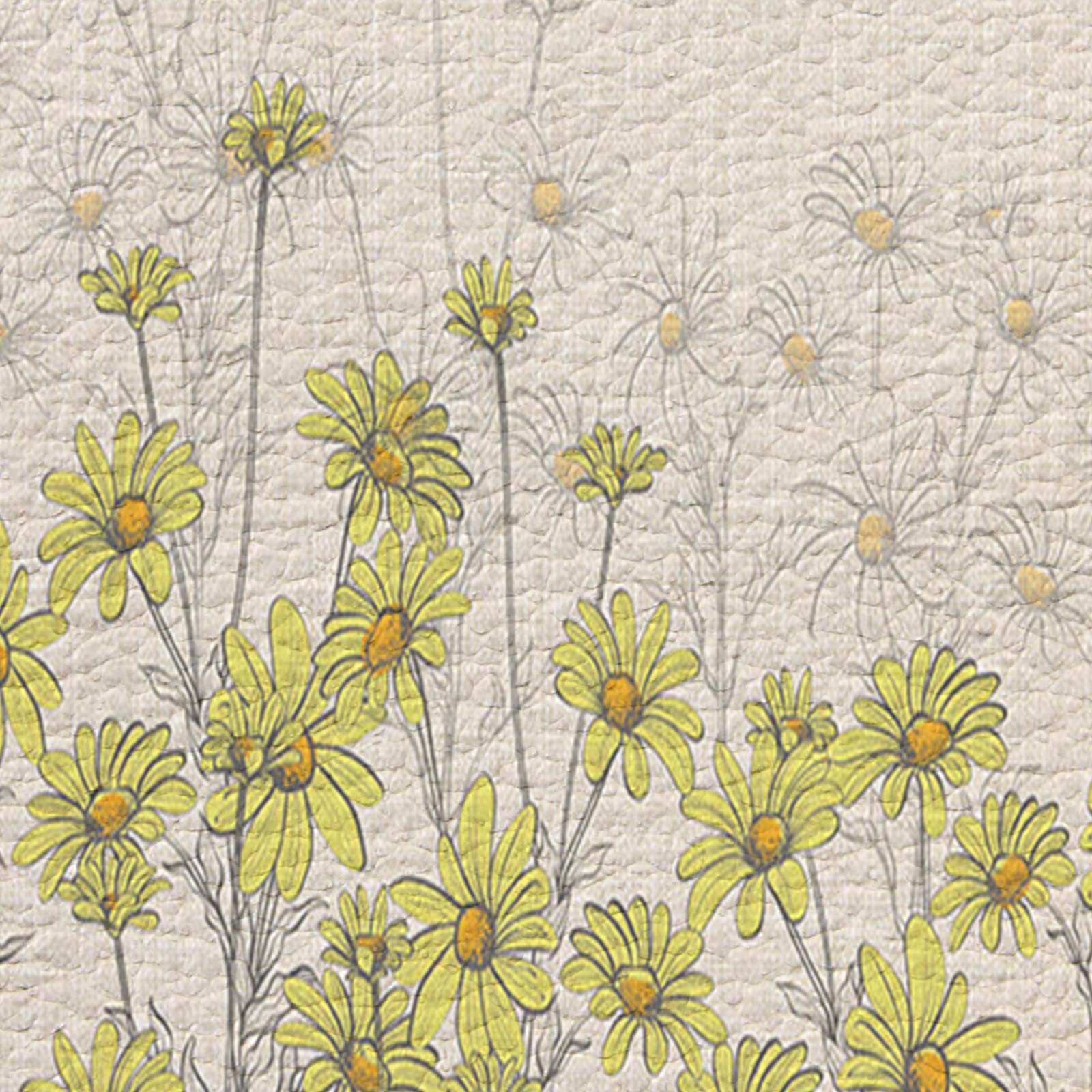 Farm Lines Flower Anti-Fatigue Rugs and Mats Set for Kitchen Floor, 2 Piece PVC Heavy Duty Standing Area Runner Mat Spring Yellow Daisy Floral Retro Burlap Home Decor Carpet