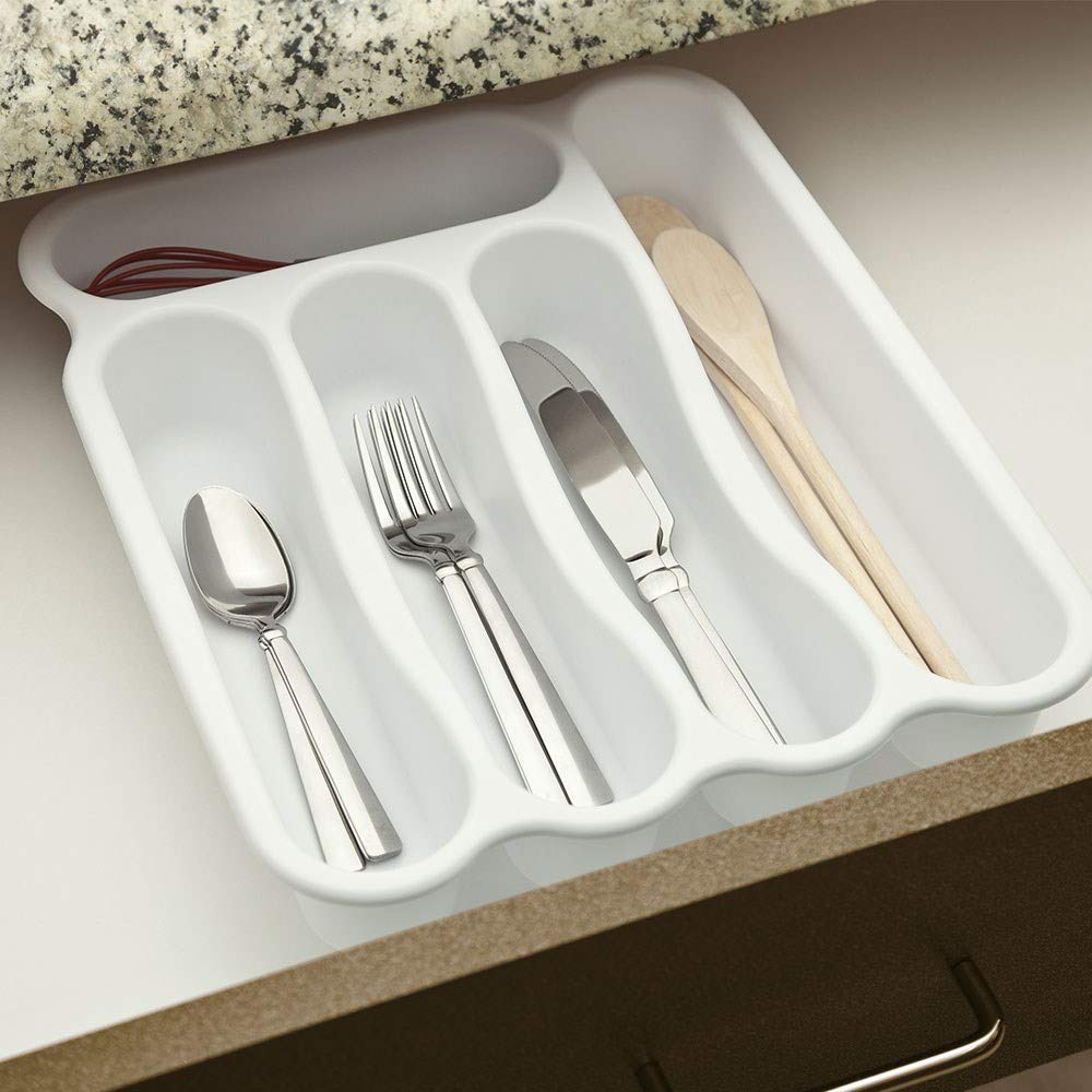 Sterilite 15748006 5 Compartment Cutlery Tray, White, 6-Pack