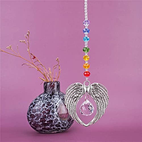 H&D HYALINE & DORA Crystal Angel Wing Pendant with Crystal Ball Hangings Suncatcher for Home Window Decor