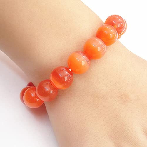 DATOA 2pcs Orange Opal 12mm Beads Bracelets Natural Carnelian Crystal Gemstone Healing Stretch Bracelet for Men Women