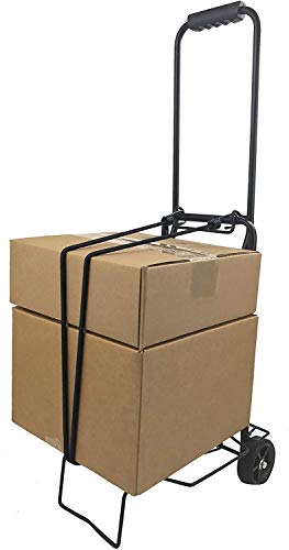 ISOP Folding Light Hand Truck 2 Wheels - Luggage Trolley Shopping Cart | Portable Fold-Up Dolly Cart - Collapsible | 60 lb, Black Elastic Incl.
