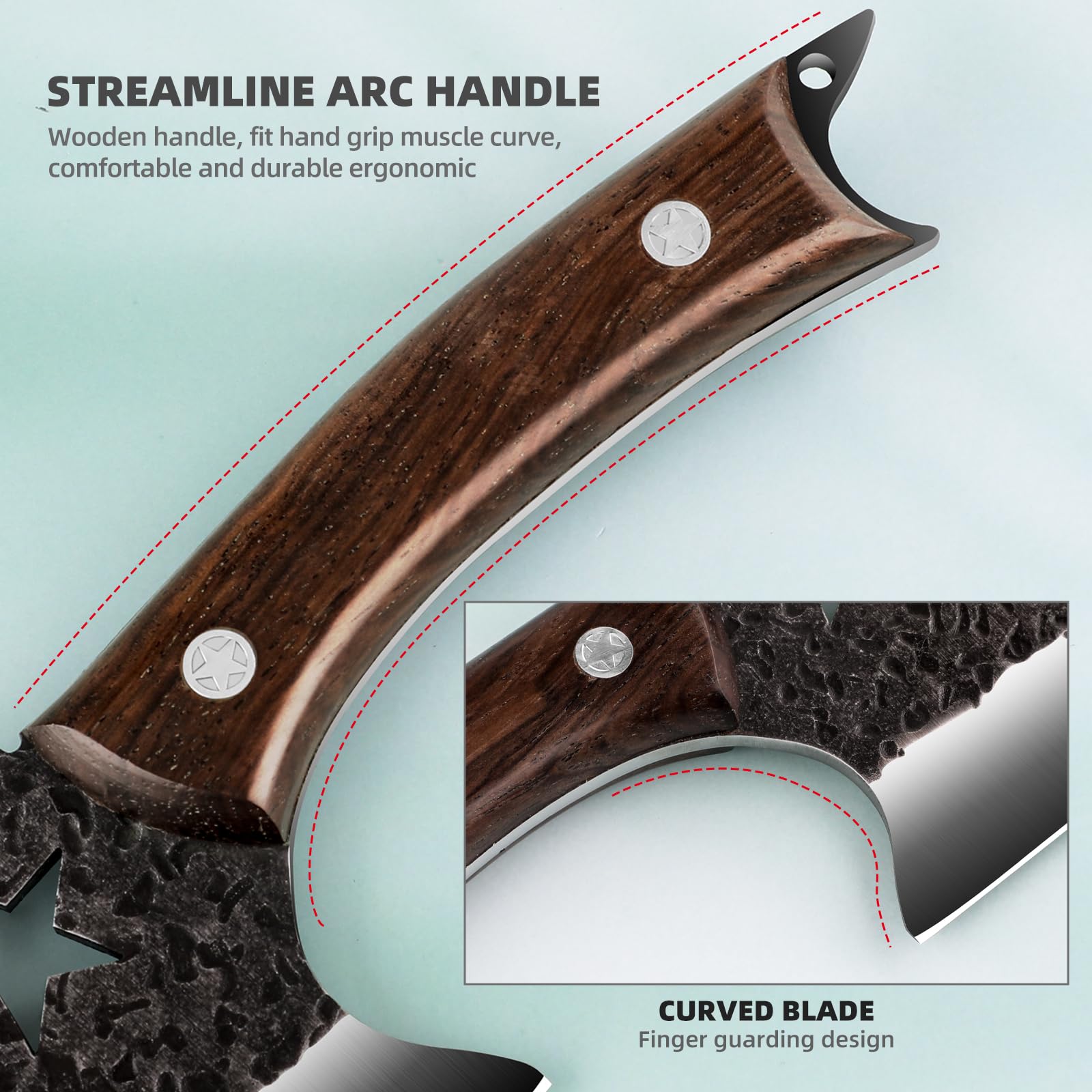 Meat Cleaver Sharp Chef Knife for Butcher Knife with Ergonomic Handle Viking Knife with Opener & Sheath for Kitchen BBQ Camping Outdoor
