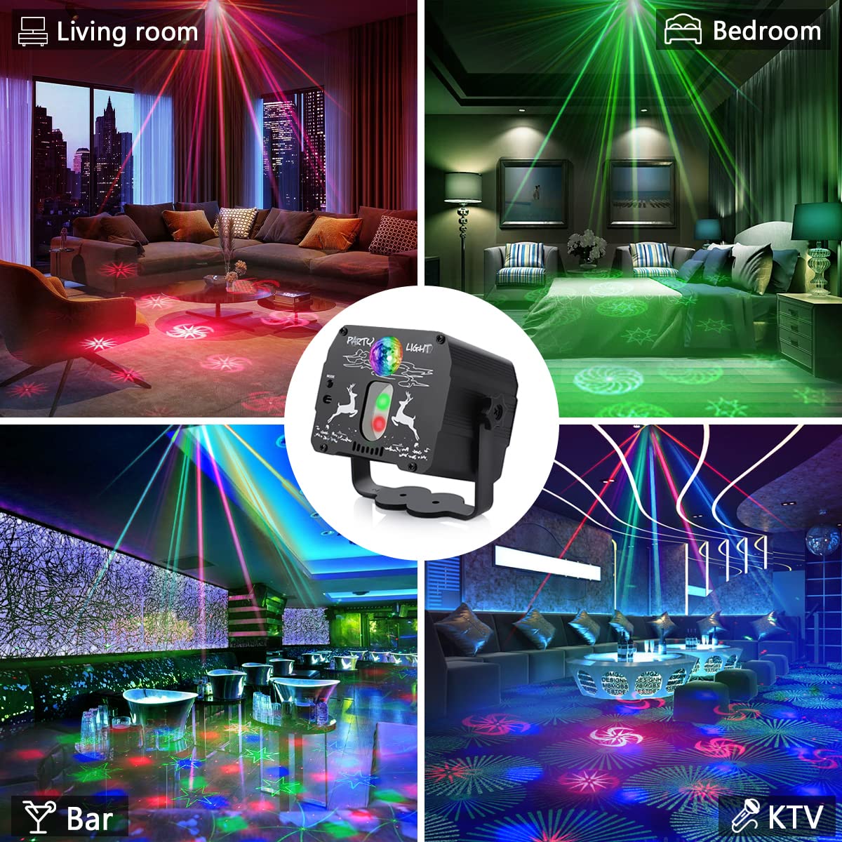 Disco Lights,Sound Activated and Time Function DJ Disco Stage Party Lights 60 Different Patterns DJ Lights for Birthday Party Gift Wedding KTV Bar