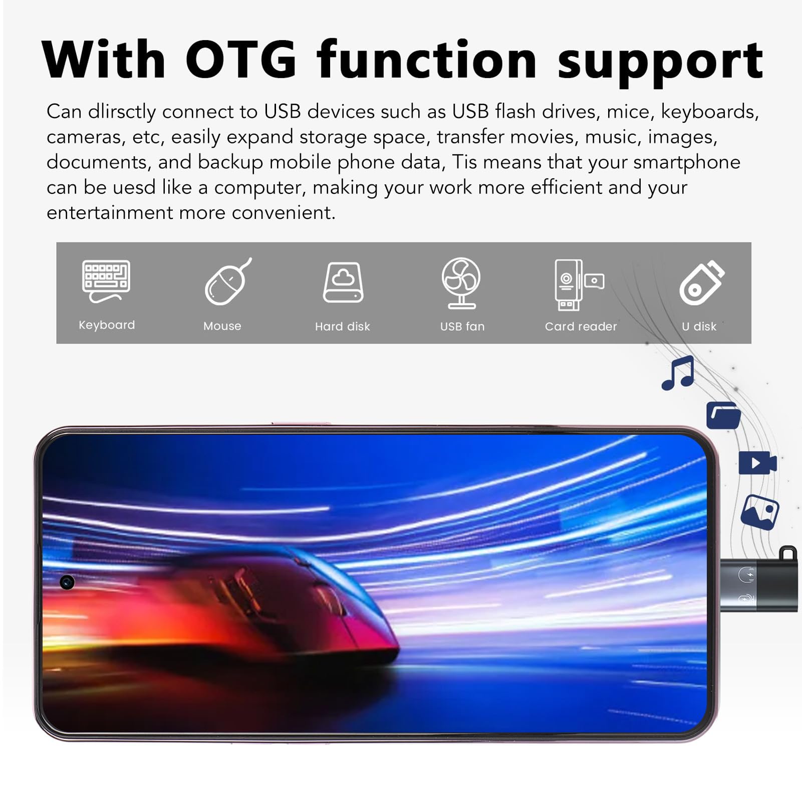 DAUERHAFT Unlocked Cell Phone, 5.0 3G Mobile Phone 5MP Front and 13MP Rear Camera Three Card Slots 100 to 240V with OTG Adapter for Phone Call (#2)