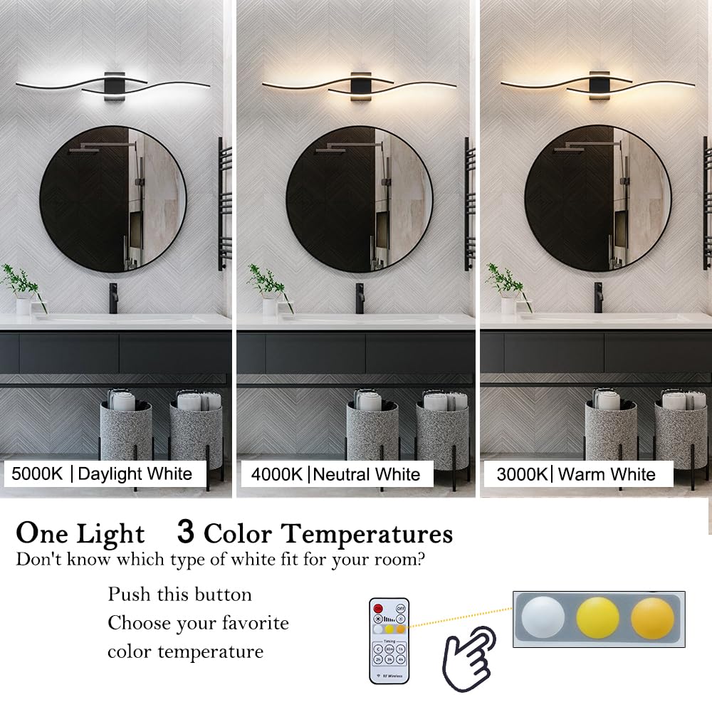 Daunton Modern Wall Sconce set of Two with Remote Control, Dimmable LED Wall Sconces Lighting set of 2, Black Wall Light with Timer, LED Wall Lamp for Bedroom Living Room Bathroom Hallway 40.5" Length
