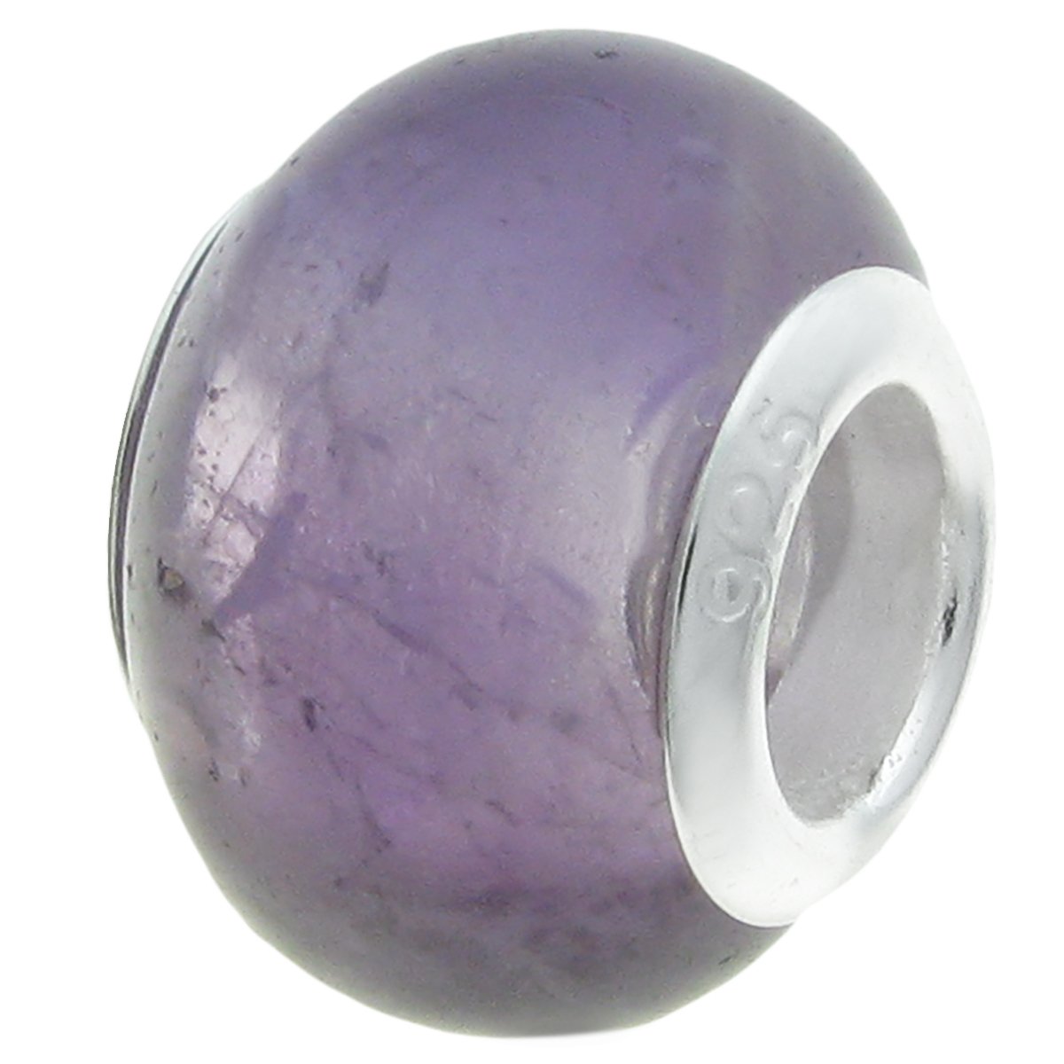 Dreambell 925 Sterling Silver Natural Amethyst Bead for European Charm Bracelets