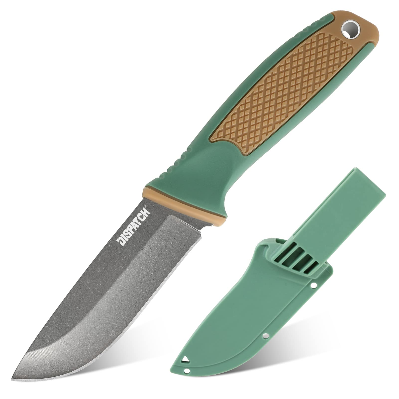 Dispatch Tactical Fixed Blade Outdoor Knife Bushcraft Survival Hunting Tool, Non-slip Stylish Handle, with Practical Sheath, for Camping, Hunting, Adventure, 8'' Closed