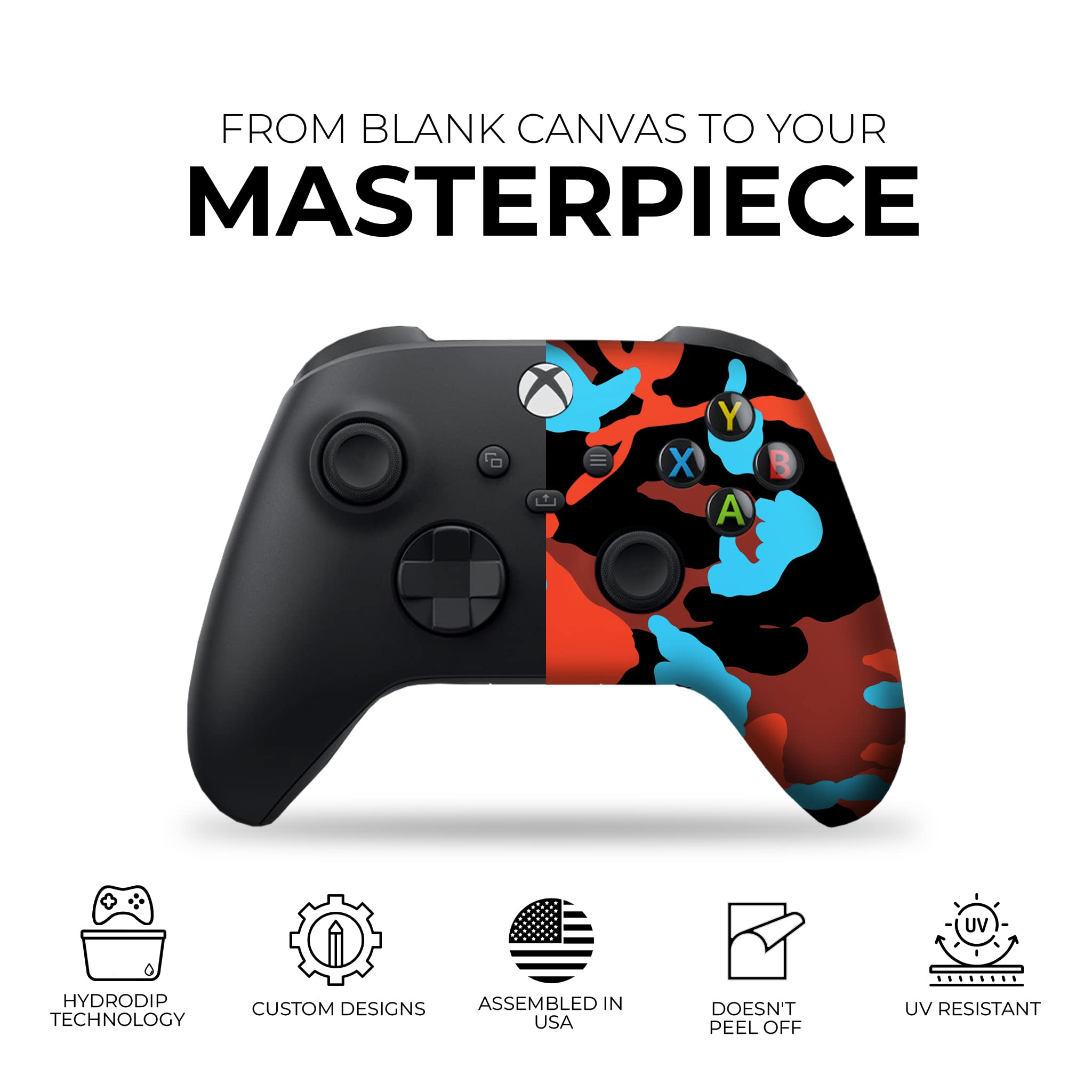 DreamController Blue Bloood Camo Custom X-box Controller Wireless compatible with X-box One/X-box Series X/S Proudly Customized in USA with Permanent HYDRO-DIP Printing (NOT JUST A SKIN)