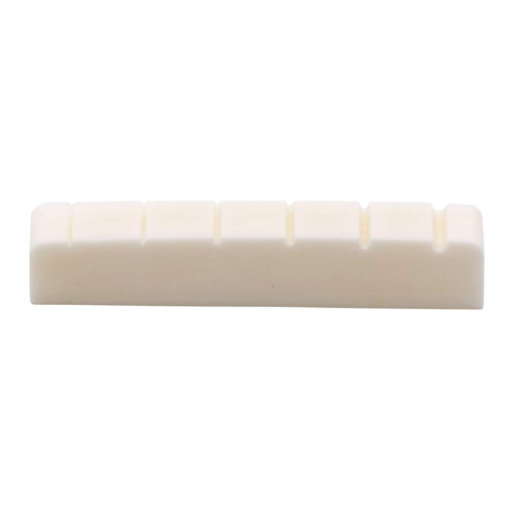 DISENS 6 String Electric Guitar Nut Slotted Bone Nuts Flat Bottom for Guitar Replacement Parts Accessories (43x6x8.5mm)