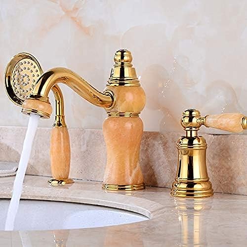 Kitchen & Bath Fixtures Taps Faucet,Gold Pull Faucet Basin Split Basin Faucet Bathroom Cabinet Three Holes Hot and Cold Three-Piece,Bathroom Basin Faucet