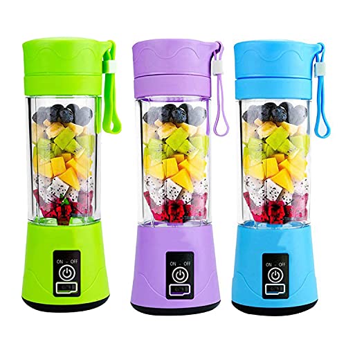 Generic 380ml Portable Mini Blender, Blue, 13 OZ for Travel Blender On the Go/ 2000mAh, USB Rechargeable Home/Office/Outdoor with Six Blades in 3D
