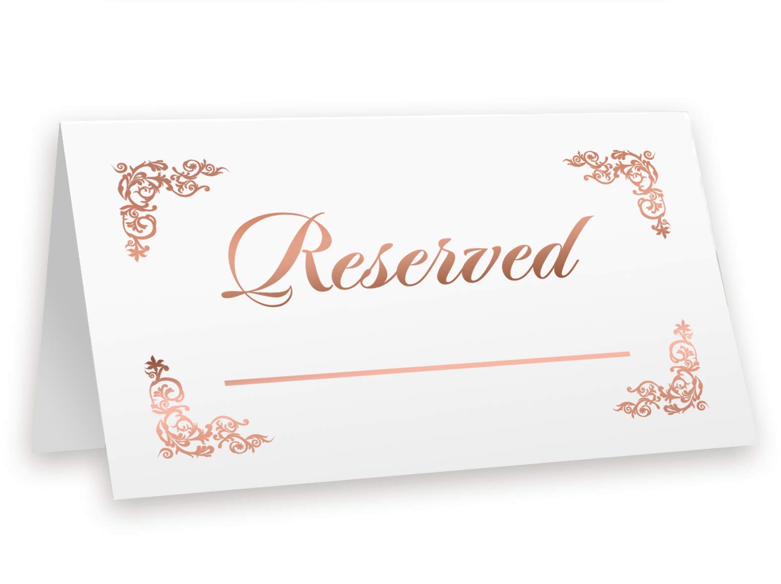 Reserved Table Signs Cards Rose Gold Foil, 20-Pack Table Tent, VIP Place Card with Line to Write, Double Sides Reserved Rose 6