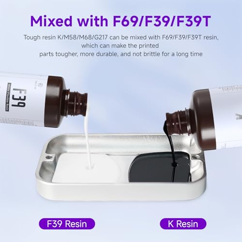 RESIONE Tough 3D Printer Resin, Not Brittle ABS Like Tough & Rigid 3D Resin for LCD 3D Printing UV 405nm (K Black 1KG)
