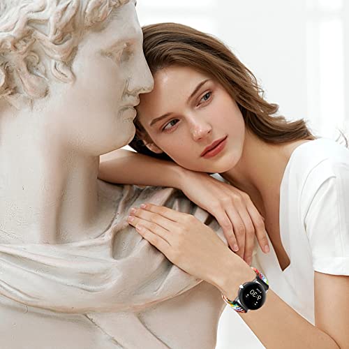π€π’ππ°ππ² Pixel Watch Band-Stretchy Braided Solo Loop Compatible for Google Pixel Watch Band, Adjustable Stretchy Nylon Elastic Straps for Google Pixel Watch Band for Google Watch Band Women Men (2P-C)