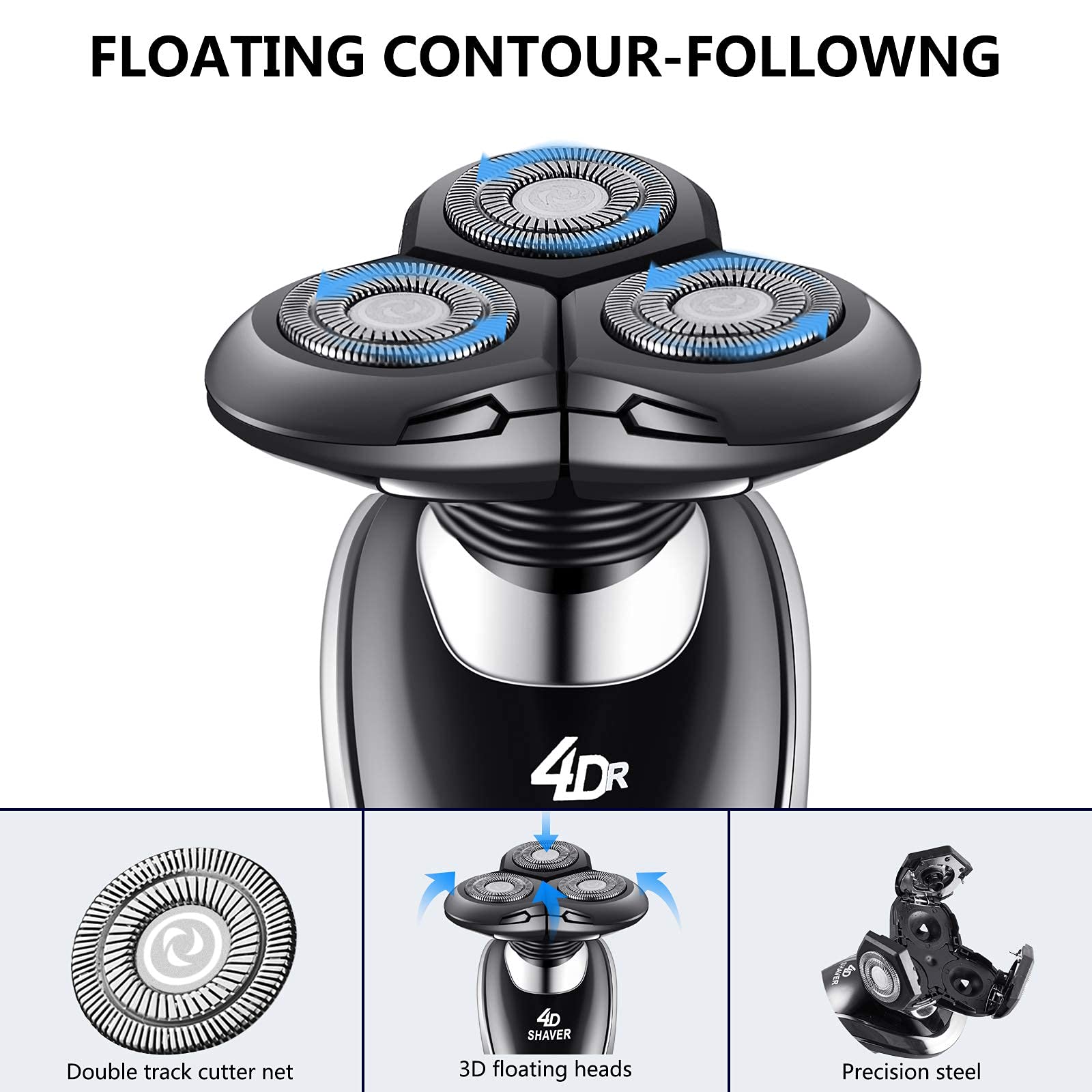 Electric Shavers for Men 5-in-1, 3D Shavers for Men Professional Electric Shaver with Beard Trim Nose Hair Trimmer Beard, Wet & Dry and Rechargeable