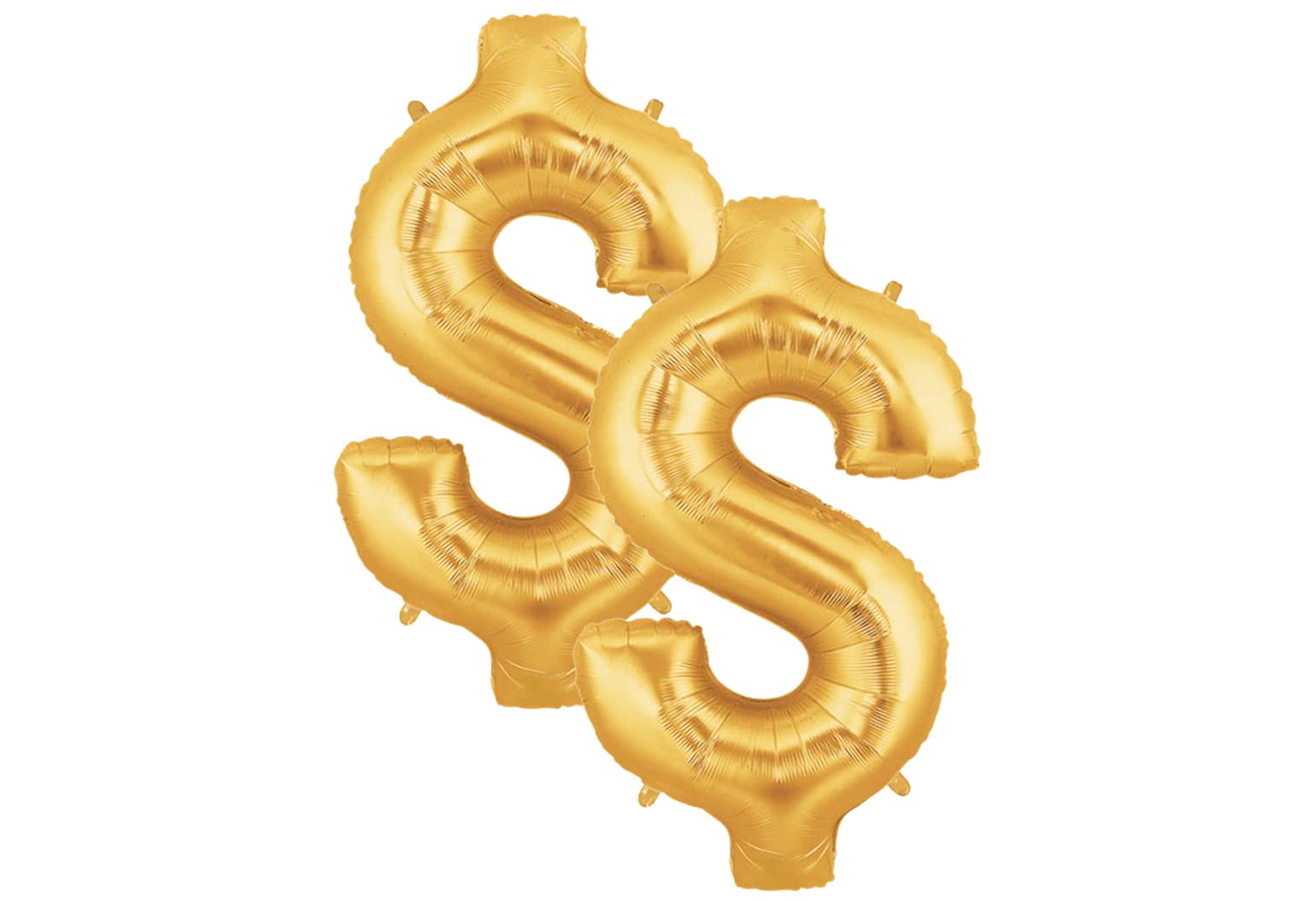 Set of 2 Gold Dollar Sign Jumbo 34" Foil Party Balloons