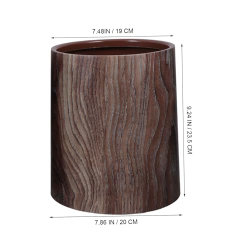 NESTINGHO Wood Grain Trash Can Bathroom Wastebasket Small Garbage Can Brown Trash Can Farmhouse Waste Basket Kitchen Waste Can Small Trash Can Trashcan Bathroom Trash Bins Imitation Leather