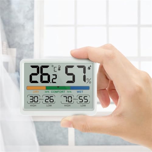 LNYHLXS Digital Temperature Aand Humidity Meter Indoor Household Magnetic Suction with Clock Refrigerator