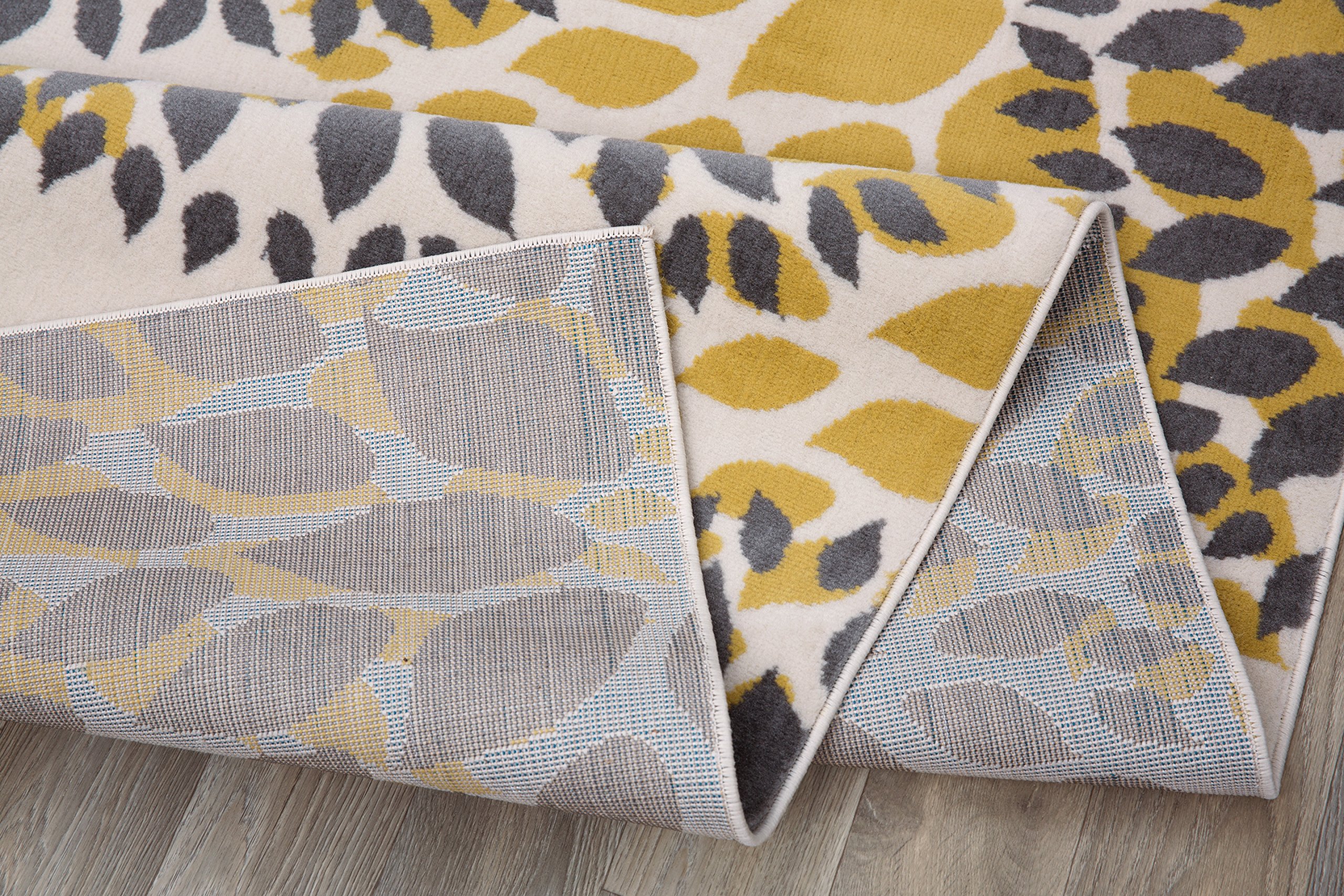 Rugshop Modern Floral Circles Design for Living Room,Bedroom,Home Office,Kitchen Non Shedding Area Rug 5' x 7' Yellow