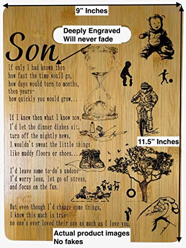 Gift for Son - Engraved bamboo cutting board 9" x 12"