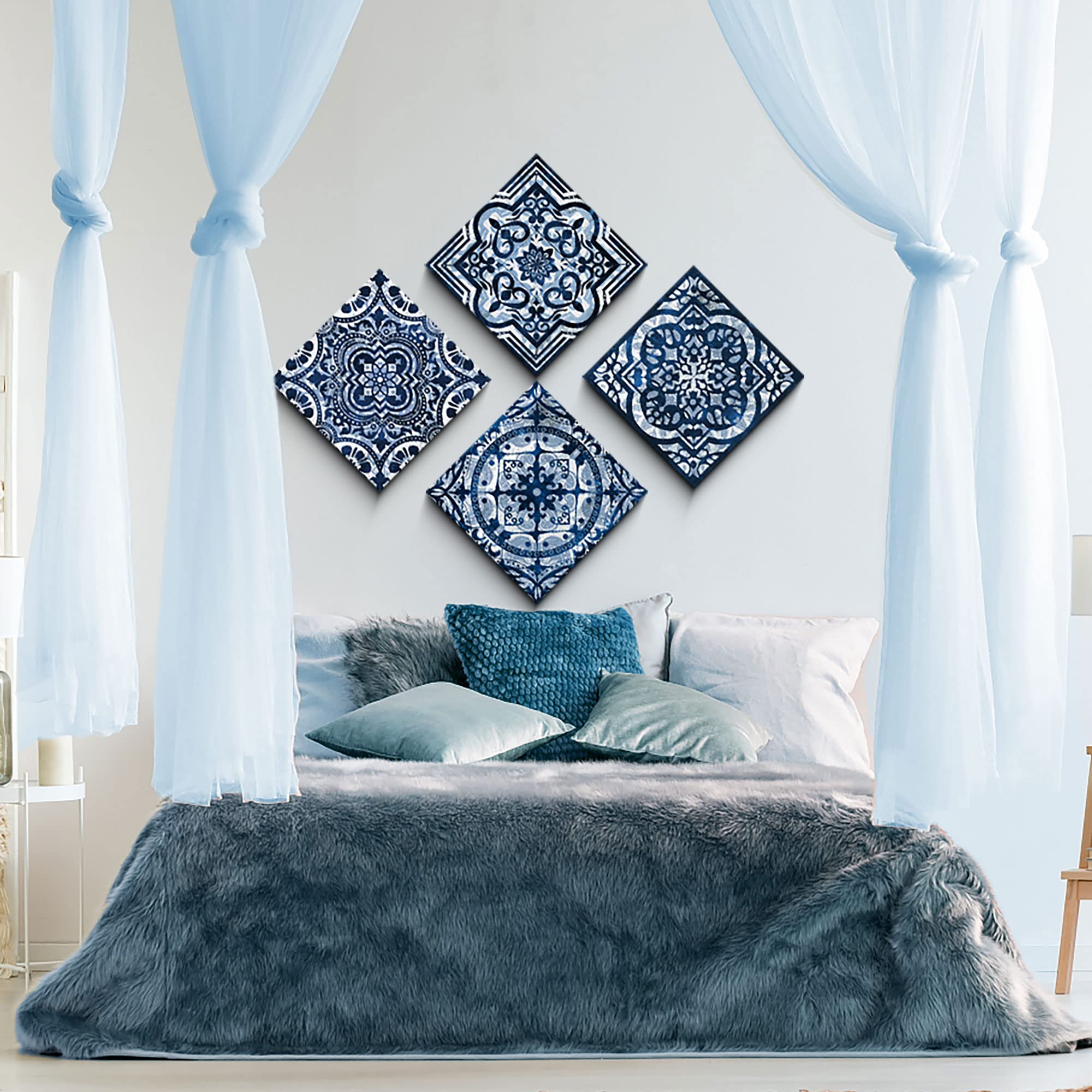 KLAKLA Navy Blue Wall Art - Sturdy Wood Frame Craftsmanship - Versatile Installation for Stylish Decor & Explore Captivating Navy Blue Wall Decor and Canvas Art