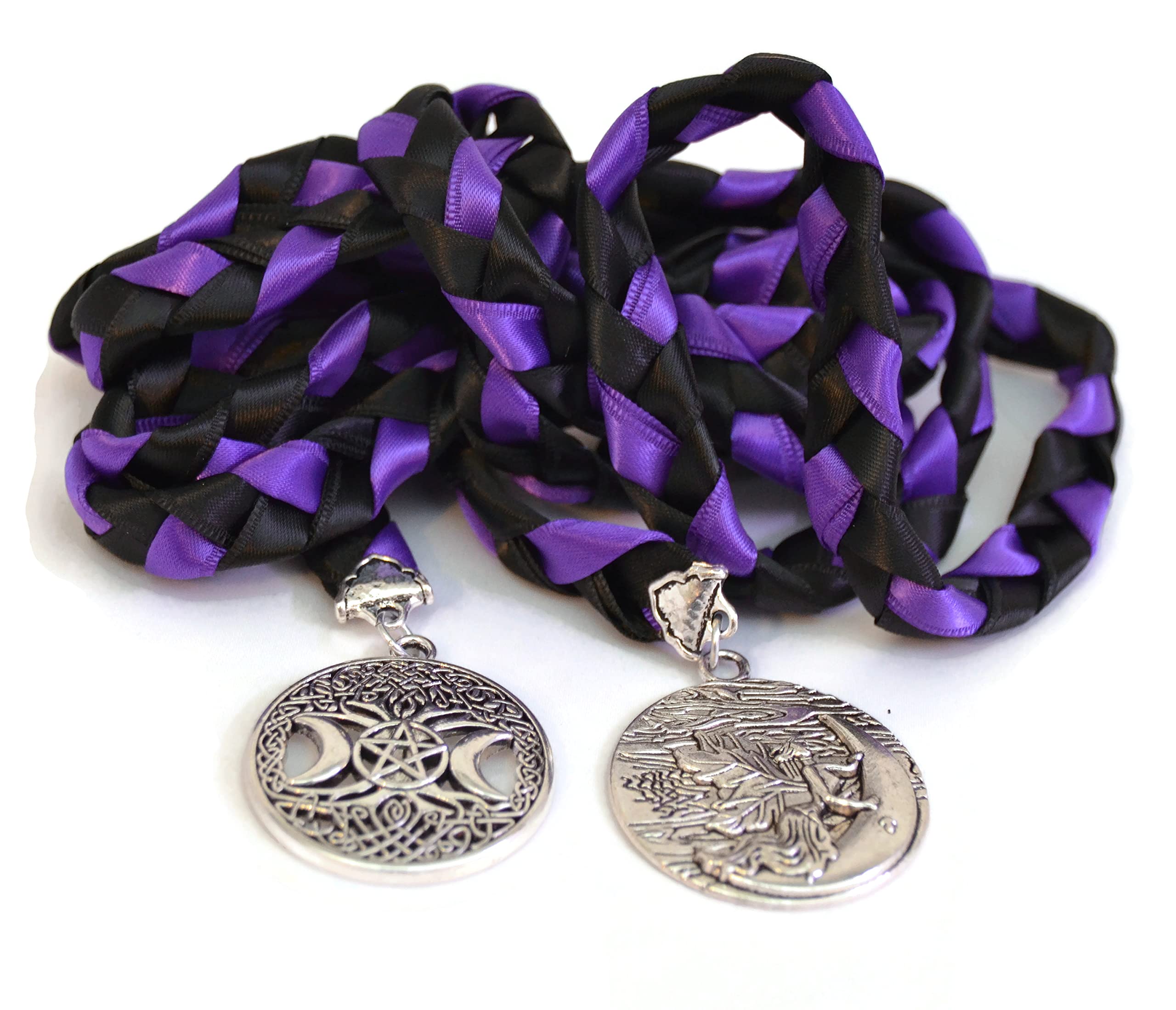 Divinity Braid Purple & Black Triple Moon Goddess Wedding Handfasting Cord #Wedding #DivinityBraid #Celtic #Handfasting #Wedding #Pagan #HandfastingCord(HF-020), Black & Purple