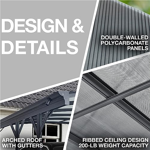 Hanover 19-Ft. x 10-Ft. Aluminum Arch-Roof Carport with Opaque Polycarbonate Roof Panels