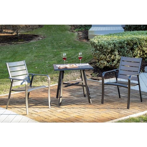 Hanover Cortino 3-Piece Grade Bistro Set Commercial Outdoor Furniture, Gunmetal