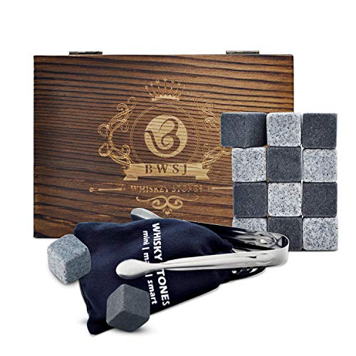 Gifts for Men Chilling Stones,12 Granite Stones Whiskey Gifts for Boyfriend Dad Bar Party Fathers Day Christmas Birthday Festival Anniversary or Retirement