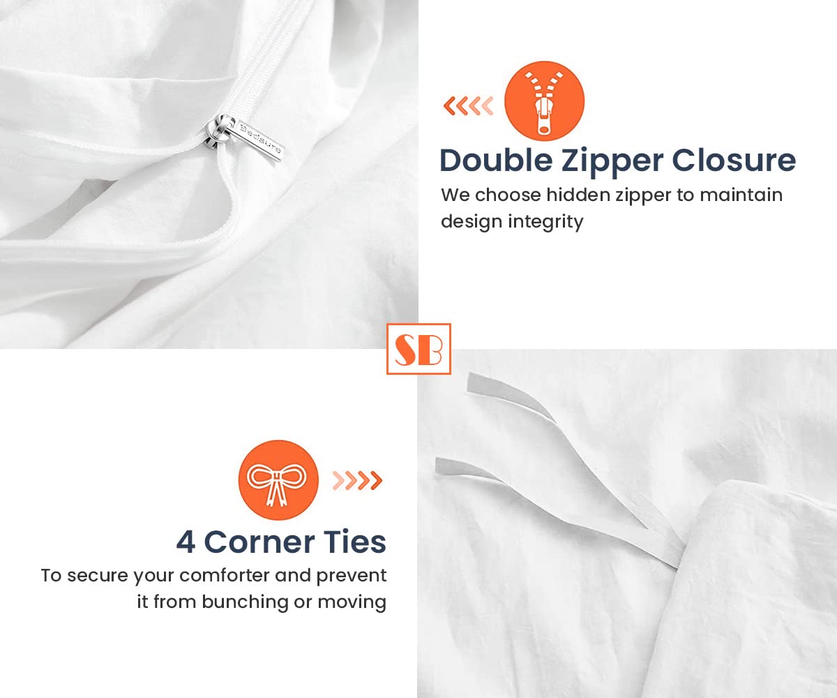 SGI bedding Luxurious 1000 TC White Solid Duvet Cover Set - Soft & Fluffy Comforter Cover for Winter - Hotel Quality Egyptian Cotton Bedding - Breathable - Oversized Queen Duvet Covers