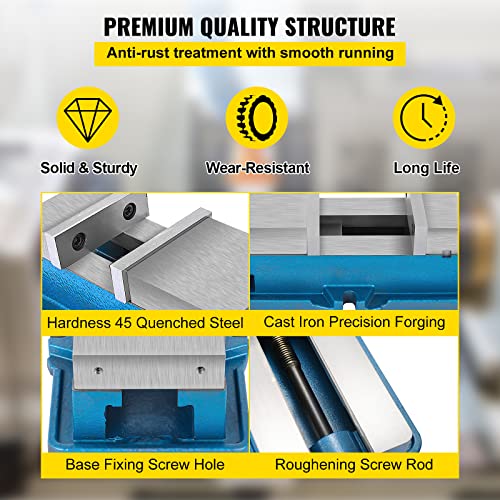 Happybuy 4 Inch ACCU Lock Down Vise Precision Milling Vise 4 Inch Jaw Width Drill Press Vise Milling Drilling Machine Bench Clamp Clamping Vice(4")