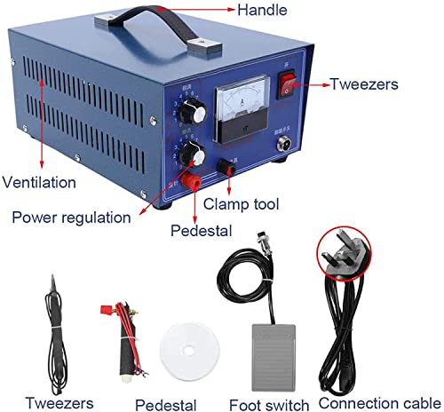 HPDONM 2 in1 Pulse Sparkle Spot Welder Gold Silver Platinum Jewelry Welding Machine 50A 300W Professional Jewelry Tool,AC 220V/110V