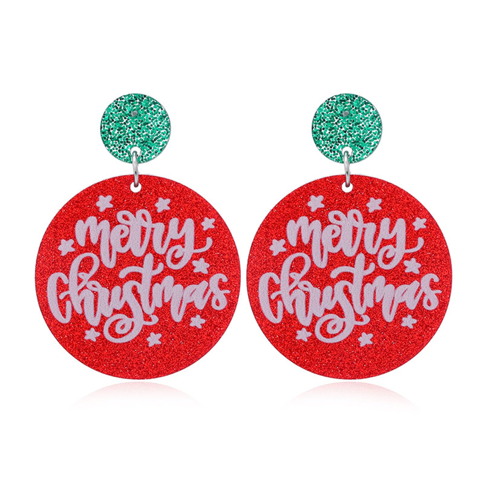 Dreuyet Christmas Earrings, Fun Christmas Dangle Earrings for Women Xmas Rainbow Christmas Tree Acrylic Drop Dangle Earrings Holiday Jewelry Gift (Red Merry Christmas)
