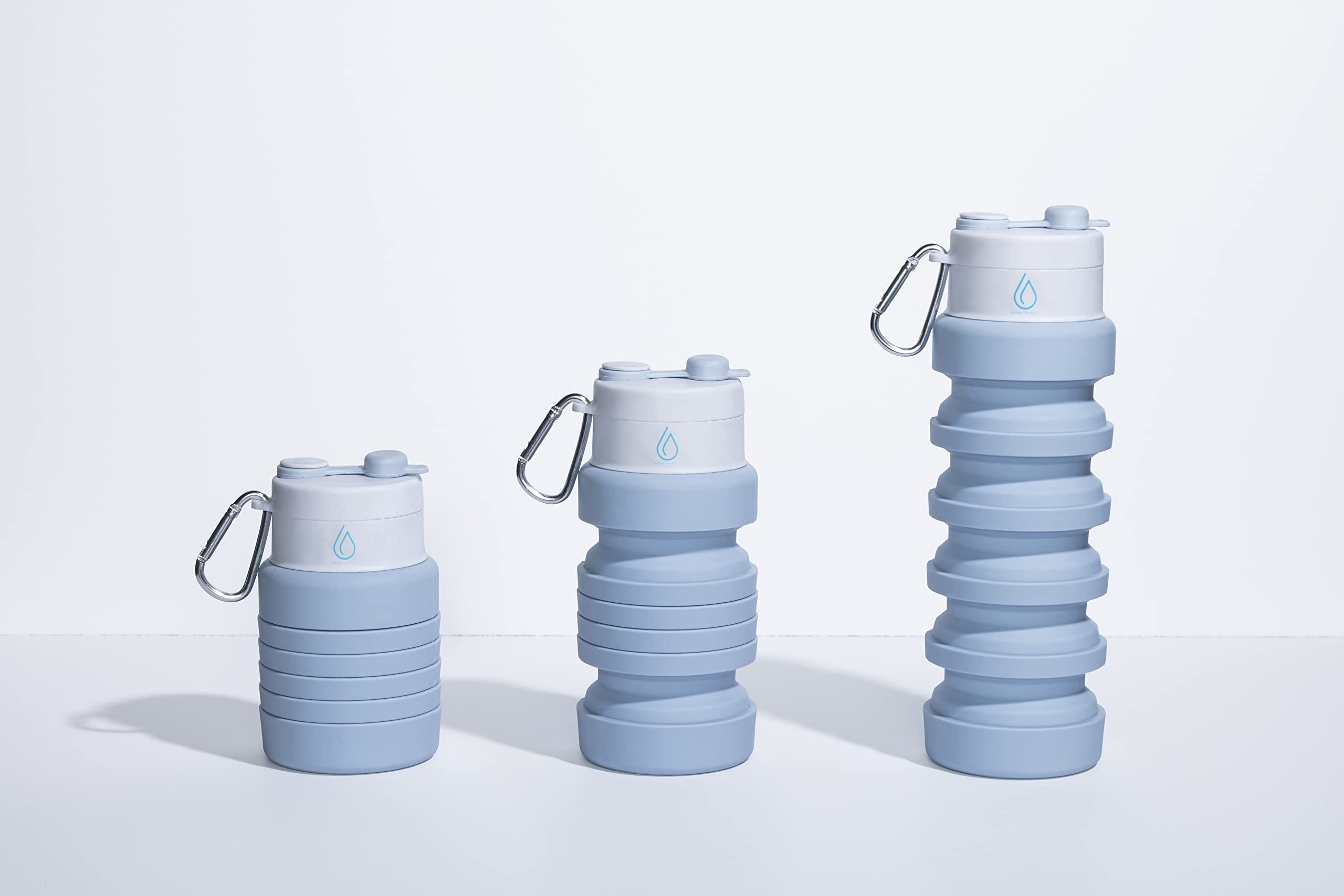 DRINK THIRSTY Collapsible Water Bottle | BPA free and food-grade silicone | 500mL | Convenient and perfect for everyday use (Sky Blue)