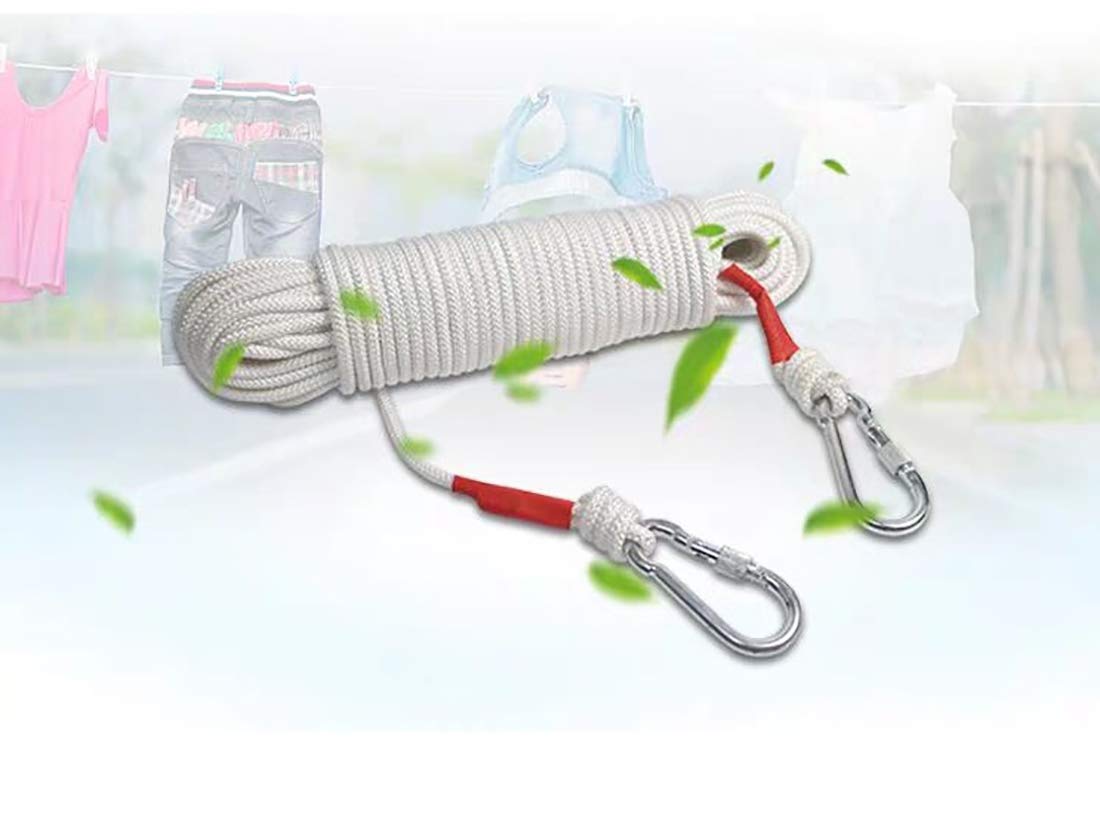 Newraturner Clothesline Clothes Drying Rope Portable Travel Clothesline Adjustable for Indoor Outdoor Laundry Clothesline, Perfect Windproof Clothes Line, Hanger for Camping Travel & Home Use(32-ft)