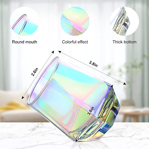 DIEWEISIMI Wine Glasses Set of 2, Diamond Stemless Wine Glasses - Iridescent Glassware