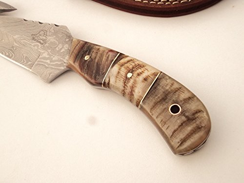 DKC Knives (8 8/18) DKC-826 Musoki Gut Hook Skinner Damascus Steel Knife 9" Overall 5" Blade 8.5 oz Hand Made