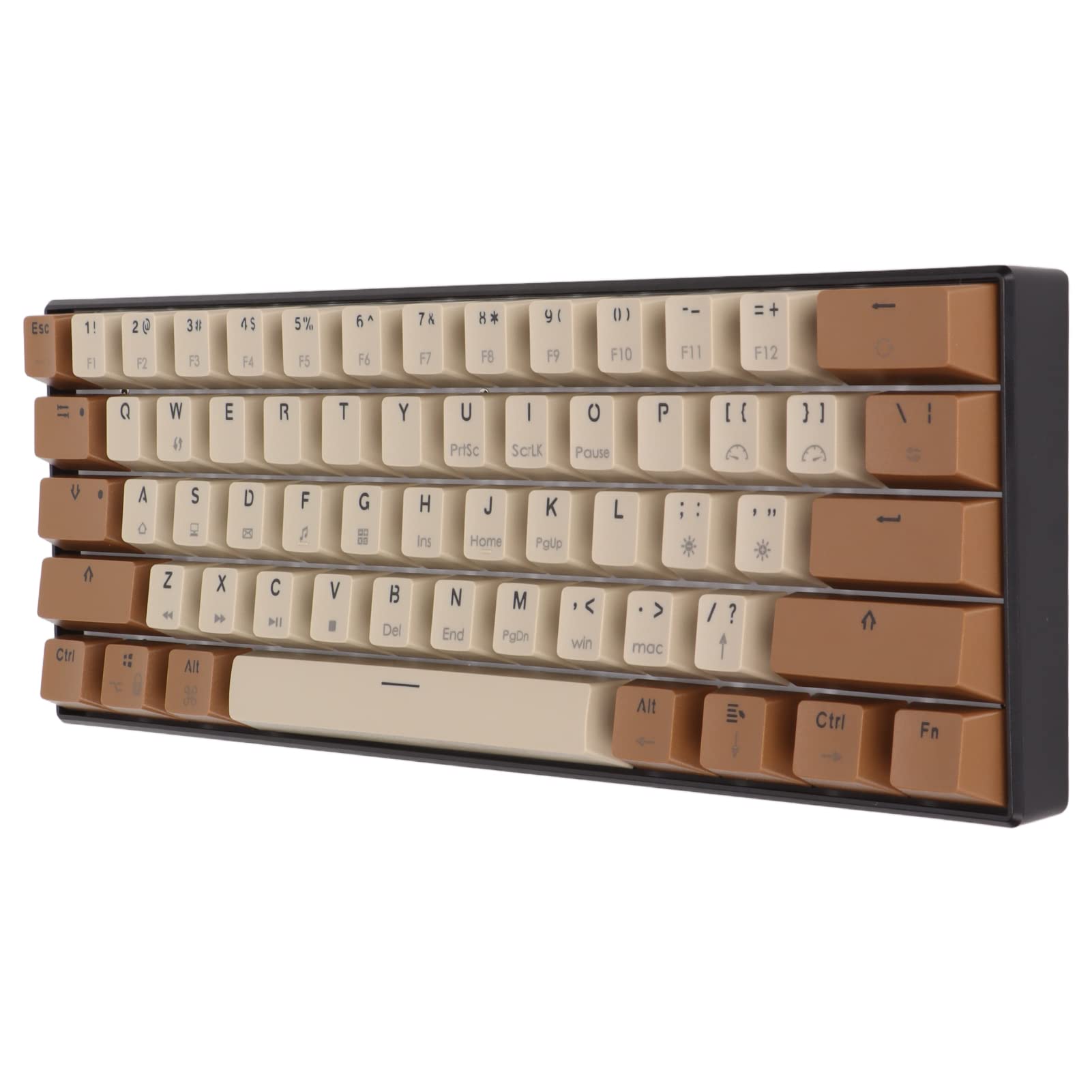 PUSOKEI Mechanical Keyboard 61keys, Compact Color Mixing Light Ergonomics Key Line Separation Type C Gaming Keyboard, Coffee A, Full Key Without Punch, for Win XP/7/8/10(Green axis)