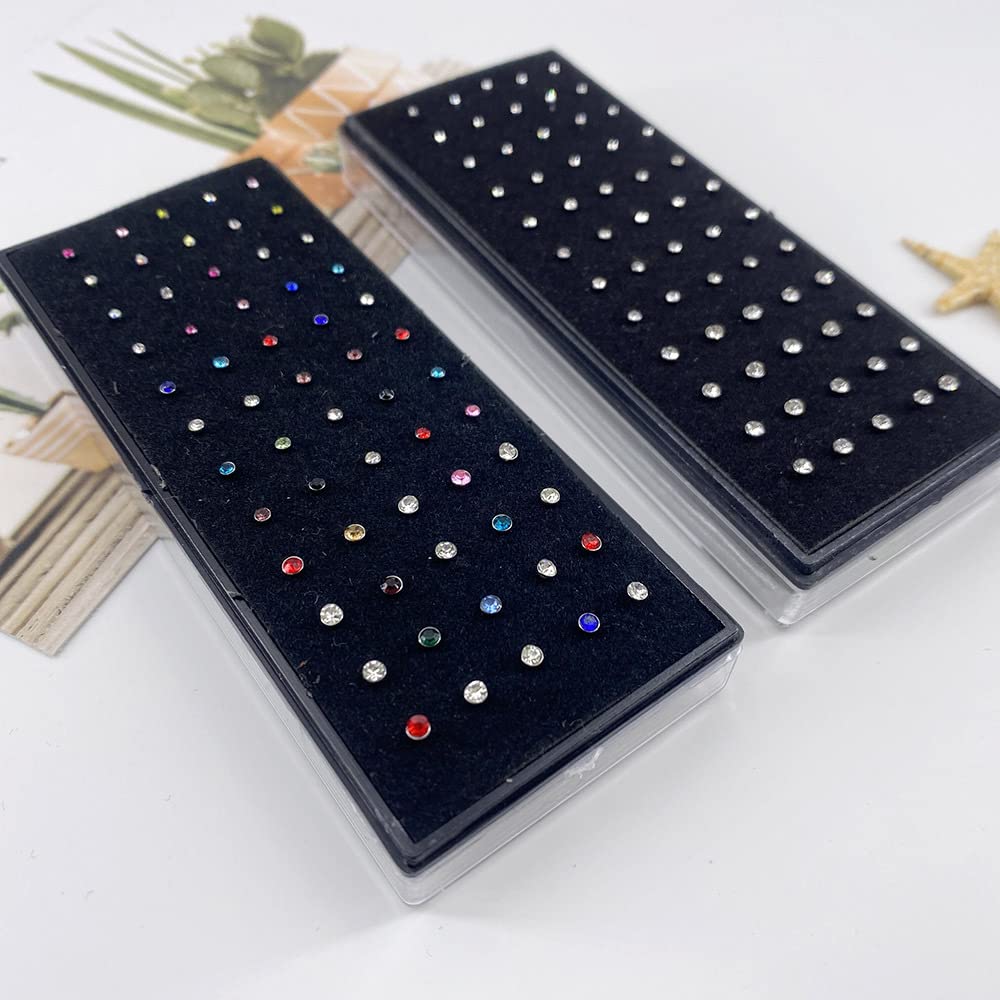 EIELO 240 Pcs Nose Ring Studs Set for Women Men Surgical Stainless Steel Nose Hoop CZ Bone Nose Studs Ring Nose Piercing Jewelry 20G 22G 1.5mm 2mm 2.5mm L Shaped