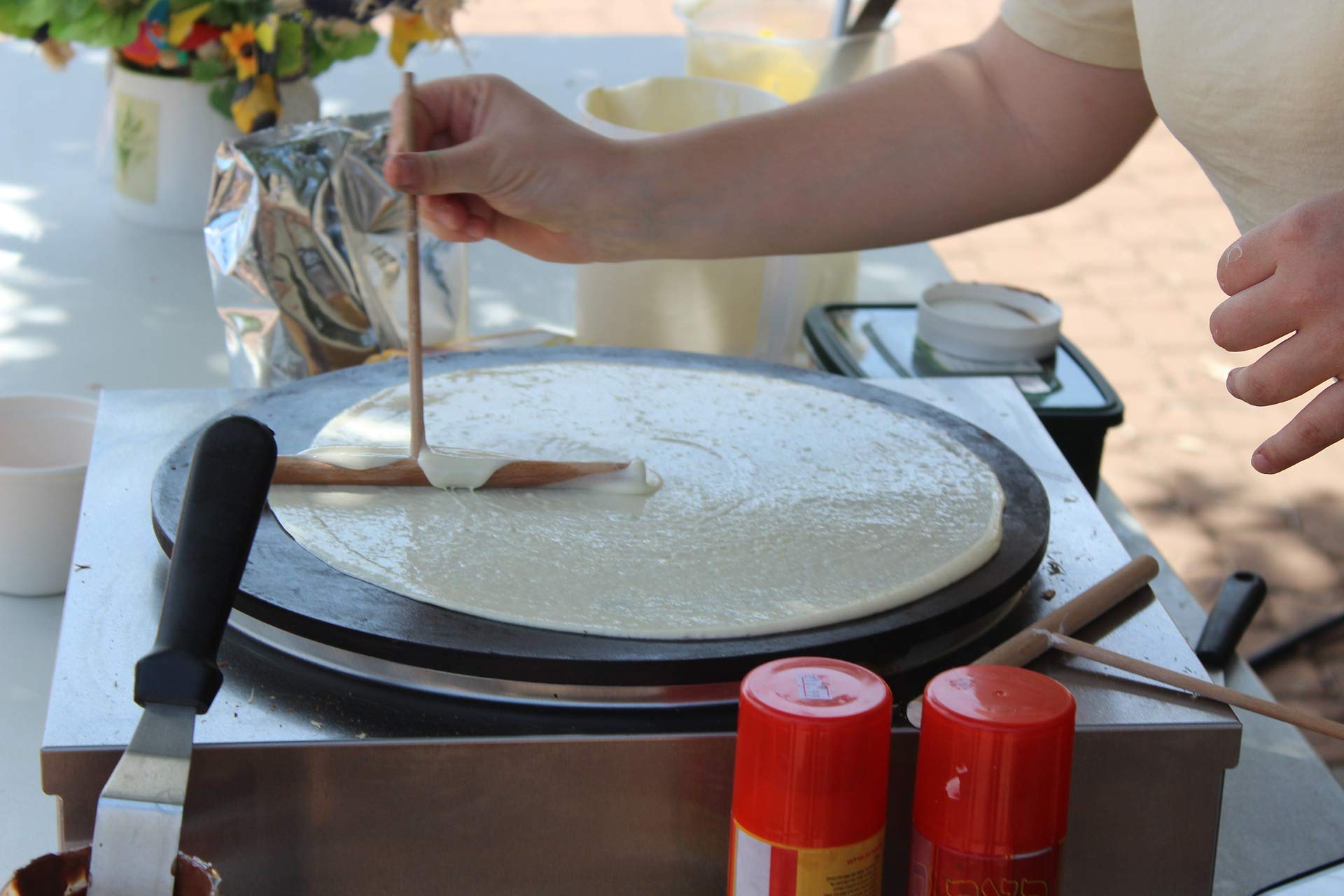 ROLLBURY Crepe Spreaders and Spatula Set 5 and 7 Inches All Natural Beechwood Removable Easy Storage Convenient Sizes to Fit Any Crepe Pan Maker Great For Pancakes and Comes with Silicone Brush